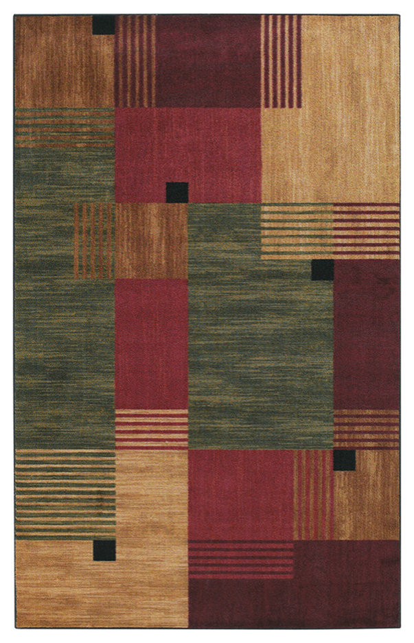 Mohawk New Wave Area Rug 10276 416 Green Blocks Striped, 5' x 8 ...