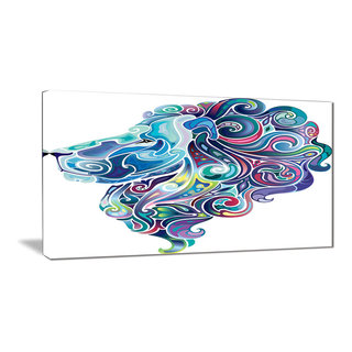 "Blue Lion" Abstract Digital Canvas Print, 32"x16" - Contemporary ...
