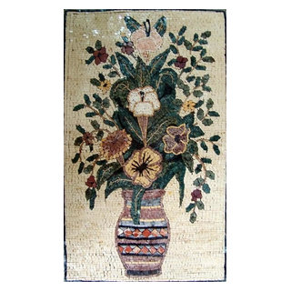 Mosaic Artwork, Vase Of Beige, 47" x 87" - Contemporary - Tile Murals ...