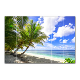 Beach Ceramic Tile Wall Mural HZ500083, 72" Wide x 48" High - Tropical ...