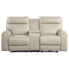 Leather Lusso Luna Modern Genuine Leather Console Loveseat in Taupe ...