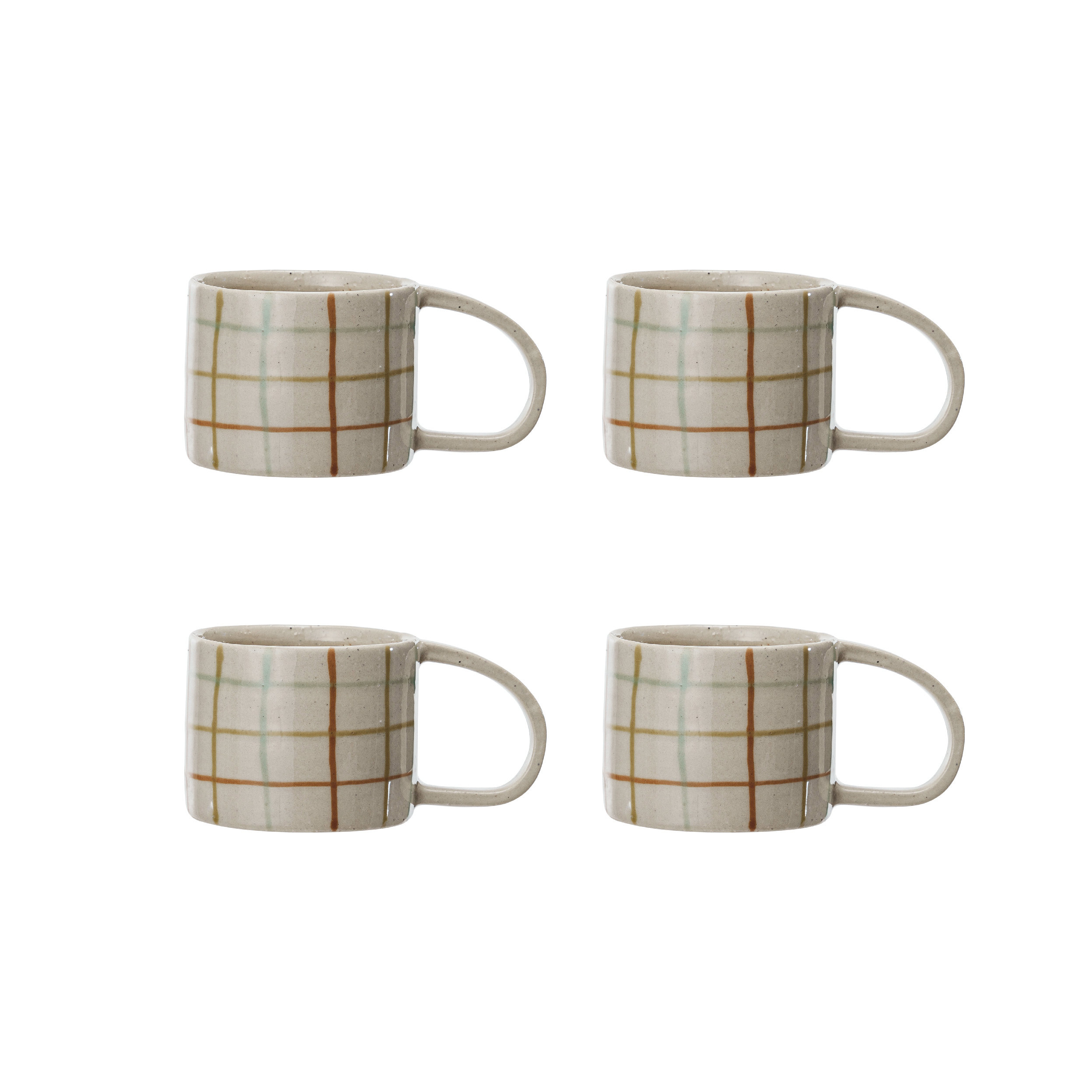 12 oz. Stoneware Mug With Checkered Pattern, Multicolor, Set of 4 ...