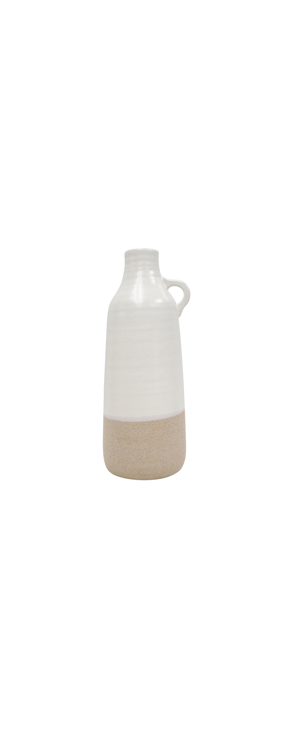 Ceramic 14" Bottle Vase, White/Tan, 6x6x14 inches - Transitional ...