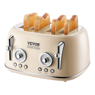 VEVOR 4 Slice Stainless Steel Toaster Cancel Defrost Bagel with ...