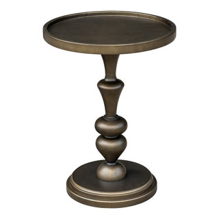 Del Mar Bronze Pedestal Round Accent Table for Small Space ...