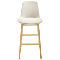 Clara Bar Stool, Off-White Fabric and Natural Ash Base Set of 1 ...