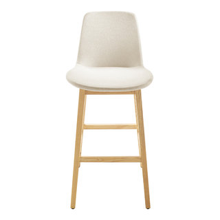 Clara Bar Stool, Off-White Fabric and Natural Ash Base Set of 1 ...
