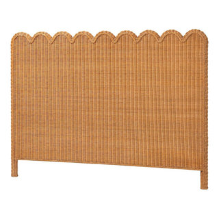 Maritza Bohemian Light Honey Scalloped Rattan Pitrit Queen Standalone ...