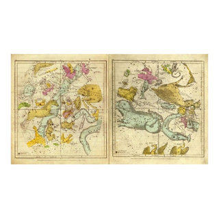 "The Constellations in October - March, 1835" Paper Art, 32"x19 ...