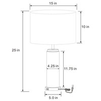 Coaster Lucius Modern Wood Drum Shade Bedside Table Lamp White and Gold ...