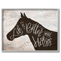 Better With Horses Wood Texture Farm Animal Design, 11"x14 ...