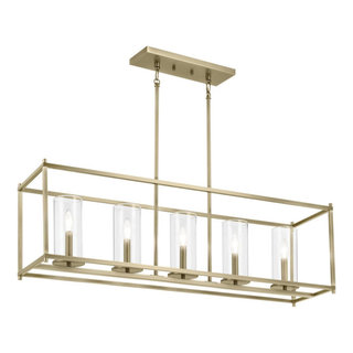 Crosby 5 Light Island Light, Natural Brass - Transitional - Kitchen ...