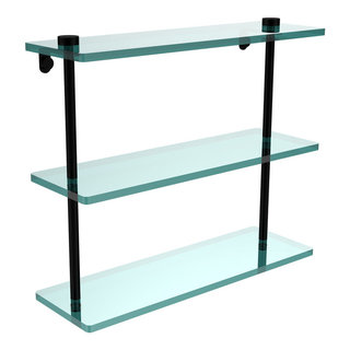 NS-5/16-BKM 16" Triple Tiered Glass Shelf, Matte Black - Contemporary ...