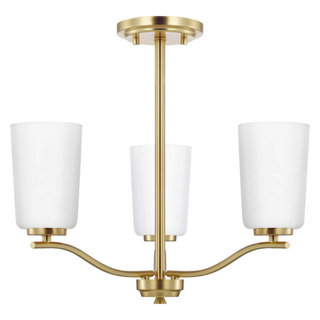 Adley 3-Light Chandelier Conv, Satin Brass - Transitional - Chandeliers ...