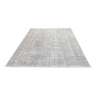 8'x10' Handmade Transitional Silk Rug White And Black Accents ...