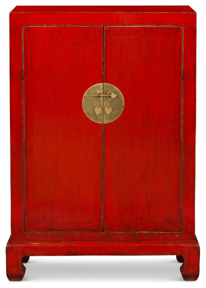 Distressed Red Elmwood Chinese Ming Cabinet - Asian - Accent Chests And ...