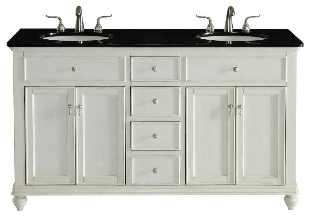 Elegant Decor Vf12360Daw Otto Vanity Set, Antique White - Traditional ...