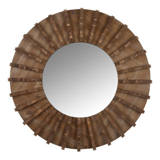 Tribal Wooden Round Wall Mirror - Rustic - Wall Mirrors - by UStradeENT ...