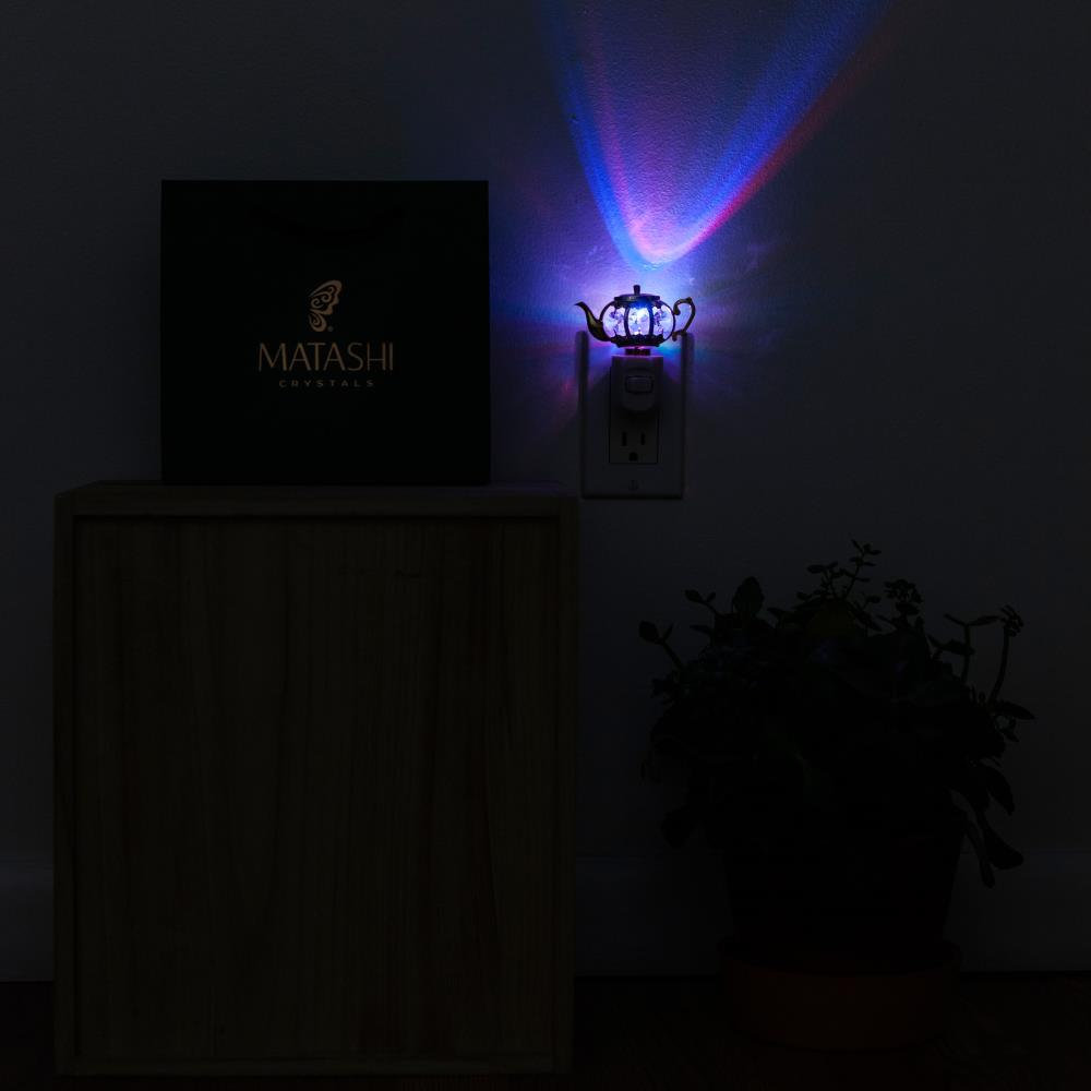 24K Gold Plated Crystal Studded Teapot Night Light With Multicolor LED ...