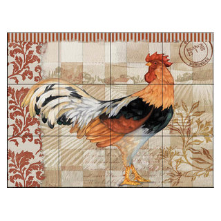 Tile Mural, Bergerac Rooster Vi by Paul Brent, 17" x 12.75" (12 Tiles ...