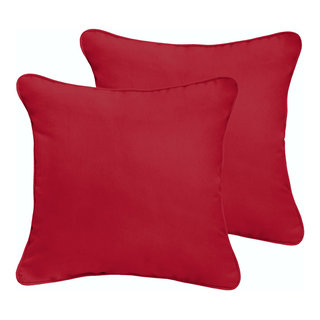 Crimson Red Outdoor Corded Pillows, Set of 2, 18"x18" - Contemporary ...