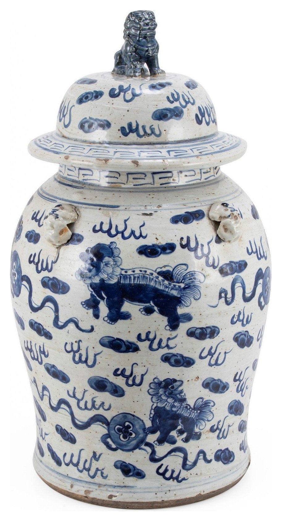 Vintage Temple Jar Lion Motif, Large - Asian - Decorative Jars And Urns ...