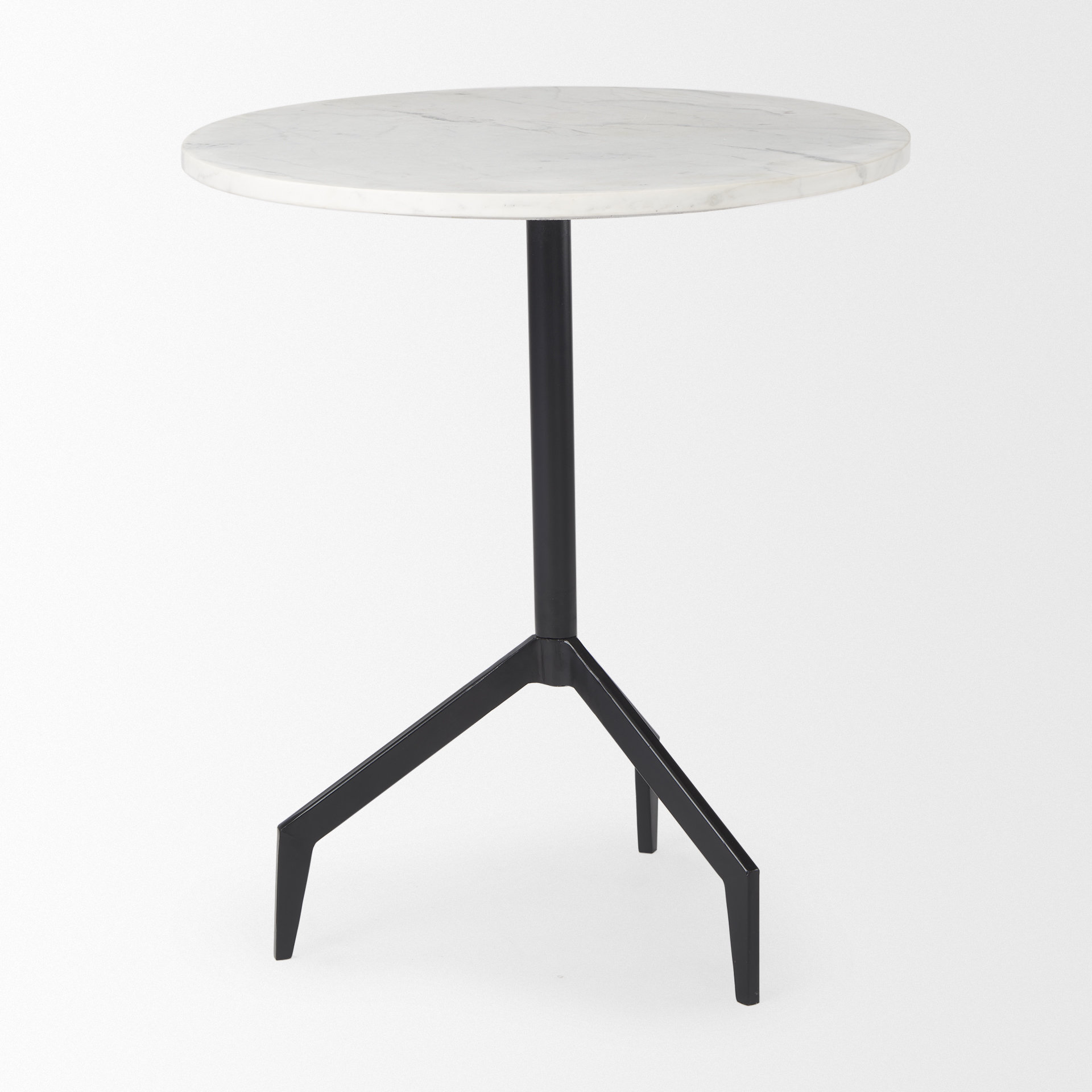 Serre Marble Top 3 Prong Black Metal Base End Table - Transitional ...
