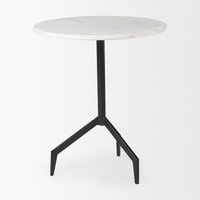 Serre Marble Top 3 Prong Black Metal Base End Table - Transitional ...