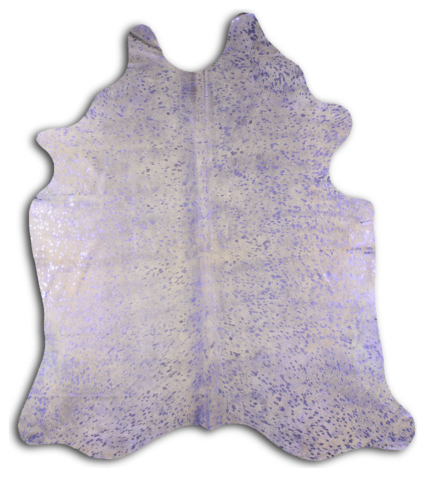 ACID WASHED HAIR ON Cowhide Rug DE PURPLE METALLIC ON WHITE, 5'x7' to 6 ...