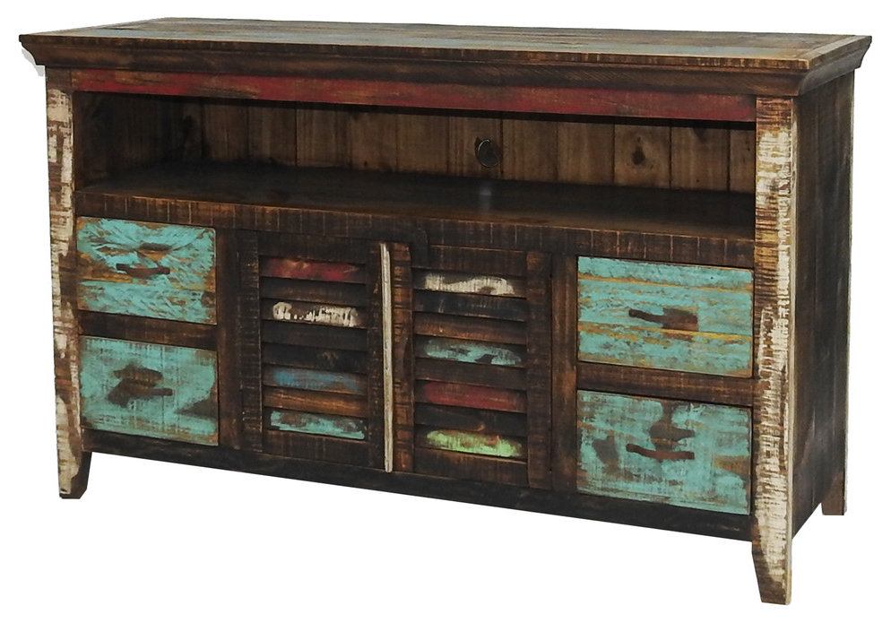 Multi Color 60" TV Stand - Rustic - Entertainment Centers And Tv Stands ...