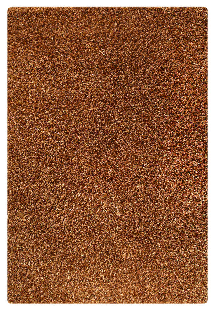 Hand Woven Gold Shag Area Rug, 5'2"x7'6" - Contemporary - Area Rugs ...