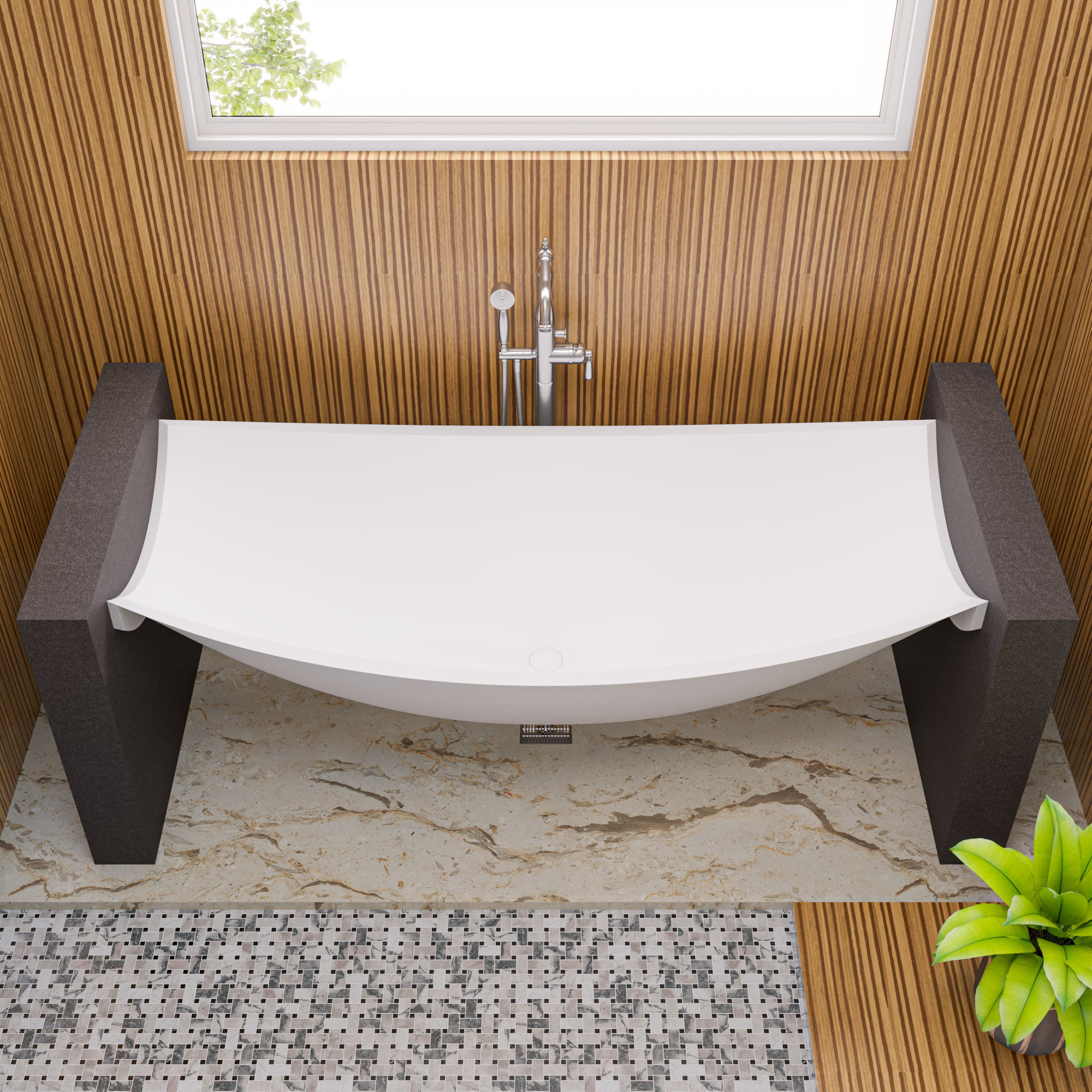 ALFI brand HammockTub2-WM White Matte 71" Solid Resin Suspended Hammock ...