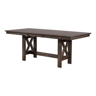 Itta Brown Wood Butterfly Extension Dining Table - Transitional ...