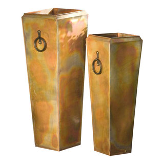 Tall Planter, Outdoor, Indoor Rustic Patio Deck Garden, 2-Piece Set ...