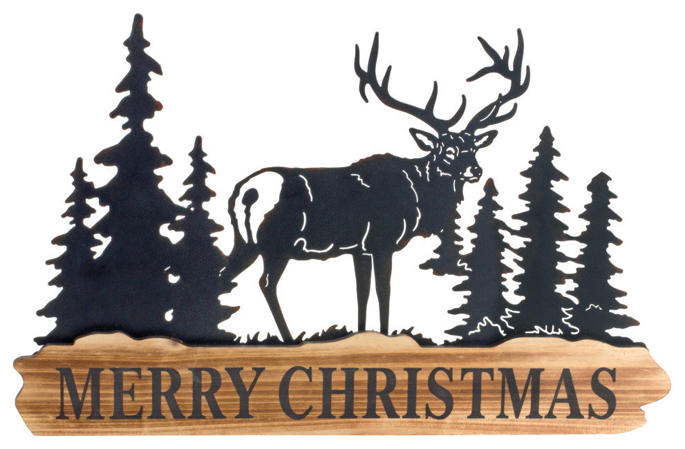Merry Christmas Sign, 2-Piece Set - Traditional - Holiday Accents And ...