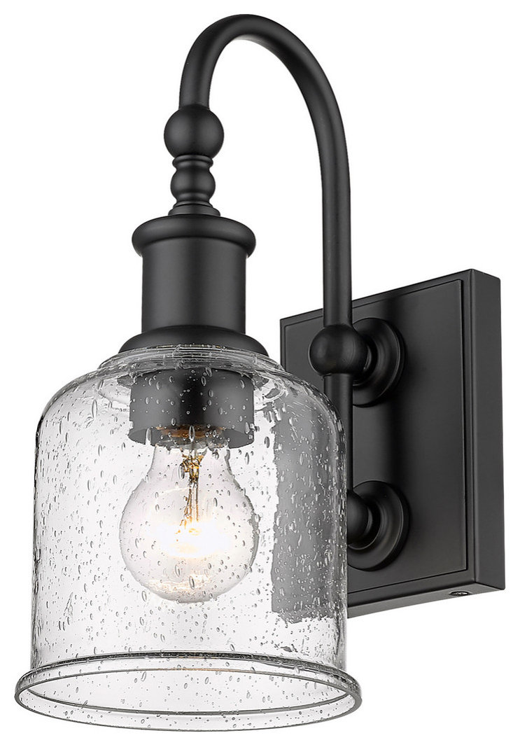 Bryant One Light Wall Sconce, Matte Black - Traditional - Bathroom ...