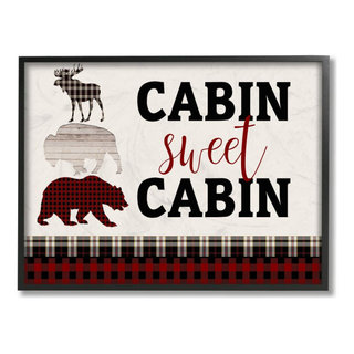 Cabin Sweet Cabin Words Forest Animals Red Plaid Greeting, 1-Piece ...