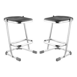Home Square 6600 Series 24" Metal Elephant Z-Stool in Black & Chrome ...