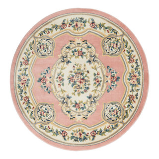 Nourison Aubusson ABS1 Area Rug, Pink, 7'10" x Round - Victorian - Area ...
