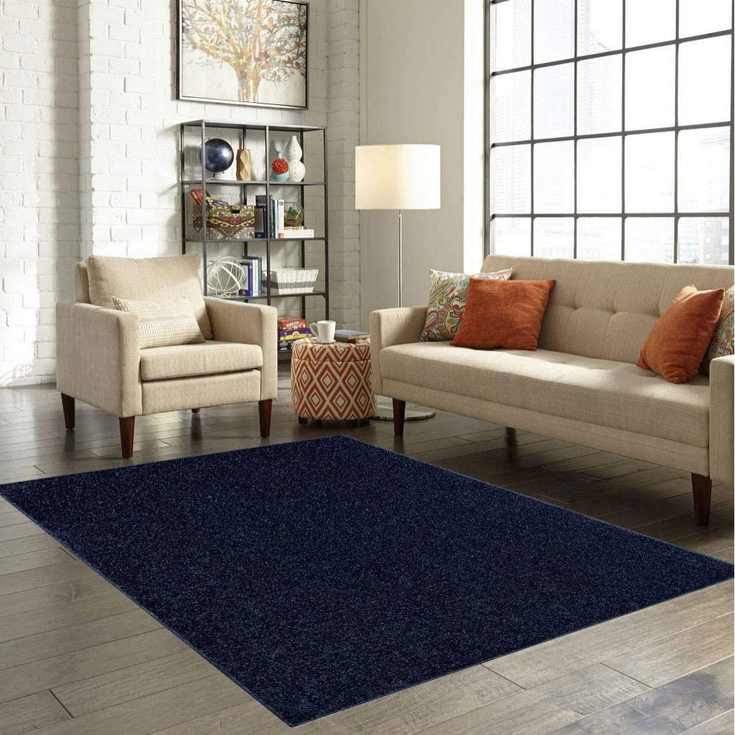 Color World Collection Way Solid Color Area Rugs, Navy, 5' x 7 ...