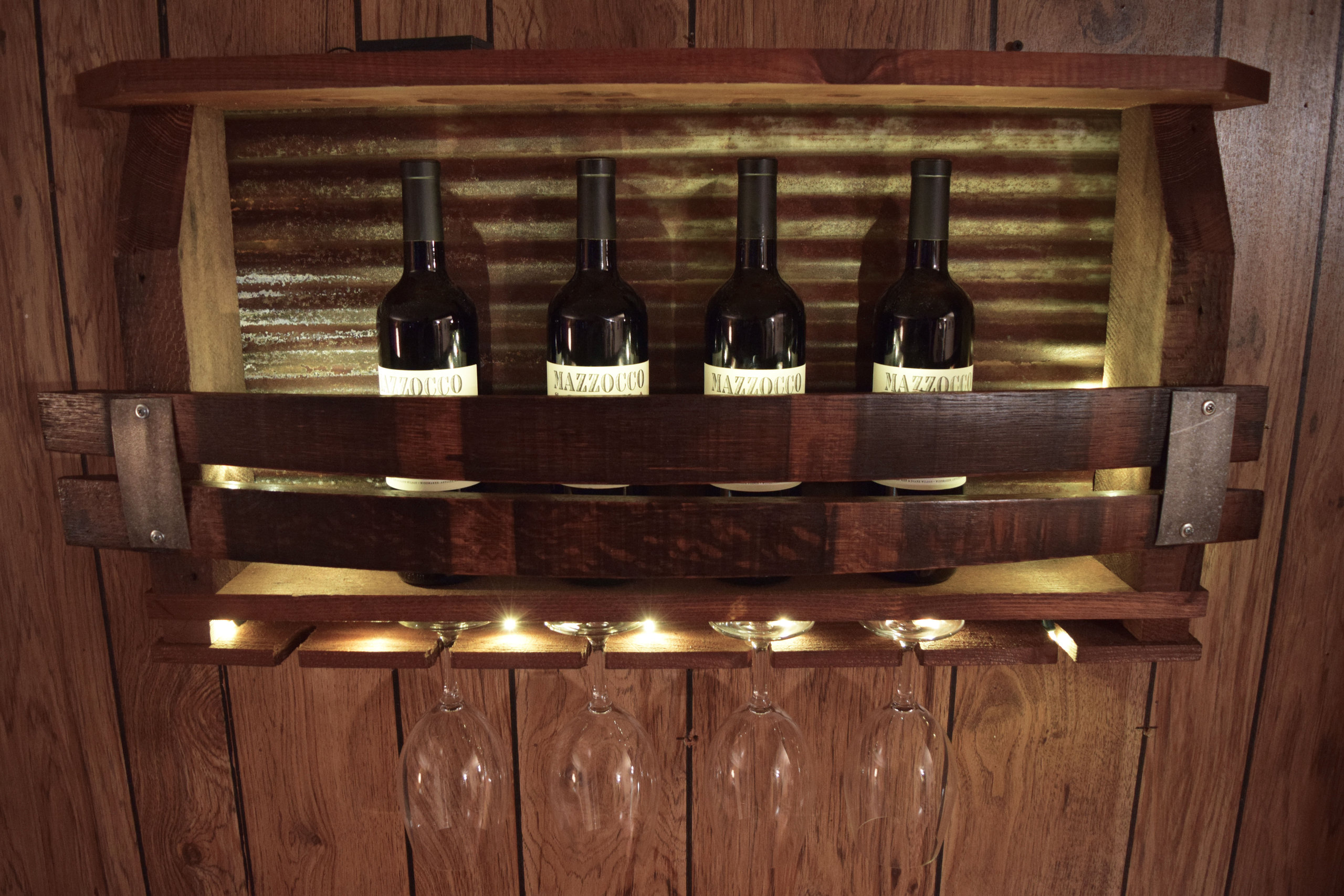 Lighted Wine Rack - Rustic - Wine Racks - by All About Barrels | Houzz