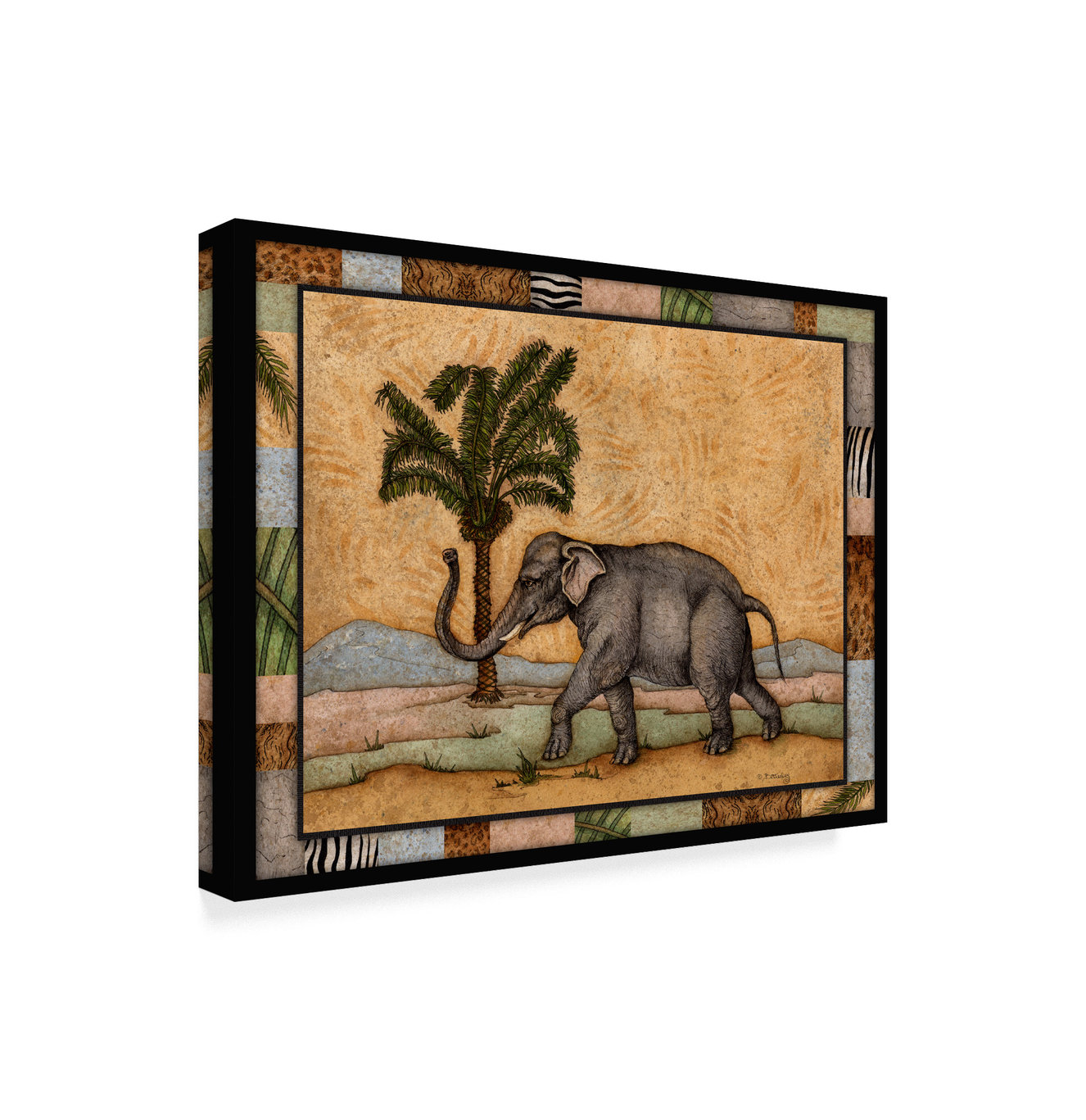 Robin Betterley 'Elephant And Palm Tree' Canvas Art, 24"x18" - Tropical ...