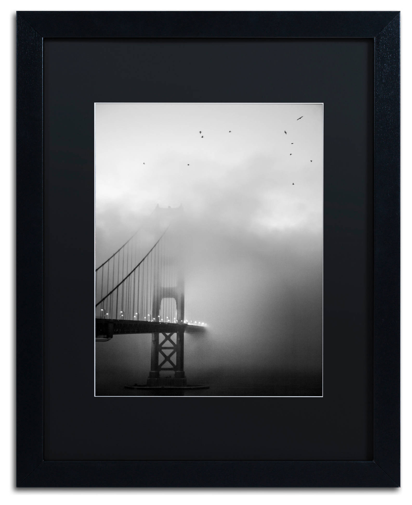 "Golden Gate and Birds" Matted Framed Canvas Art by Moises Levy, 16"x20 ...