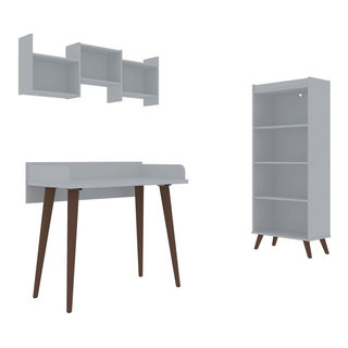 Hampton 3-Piece Home Basic Office Set, White - Midcentury - Home Office ...