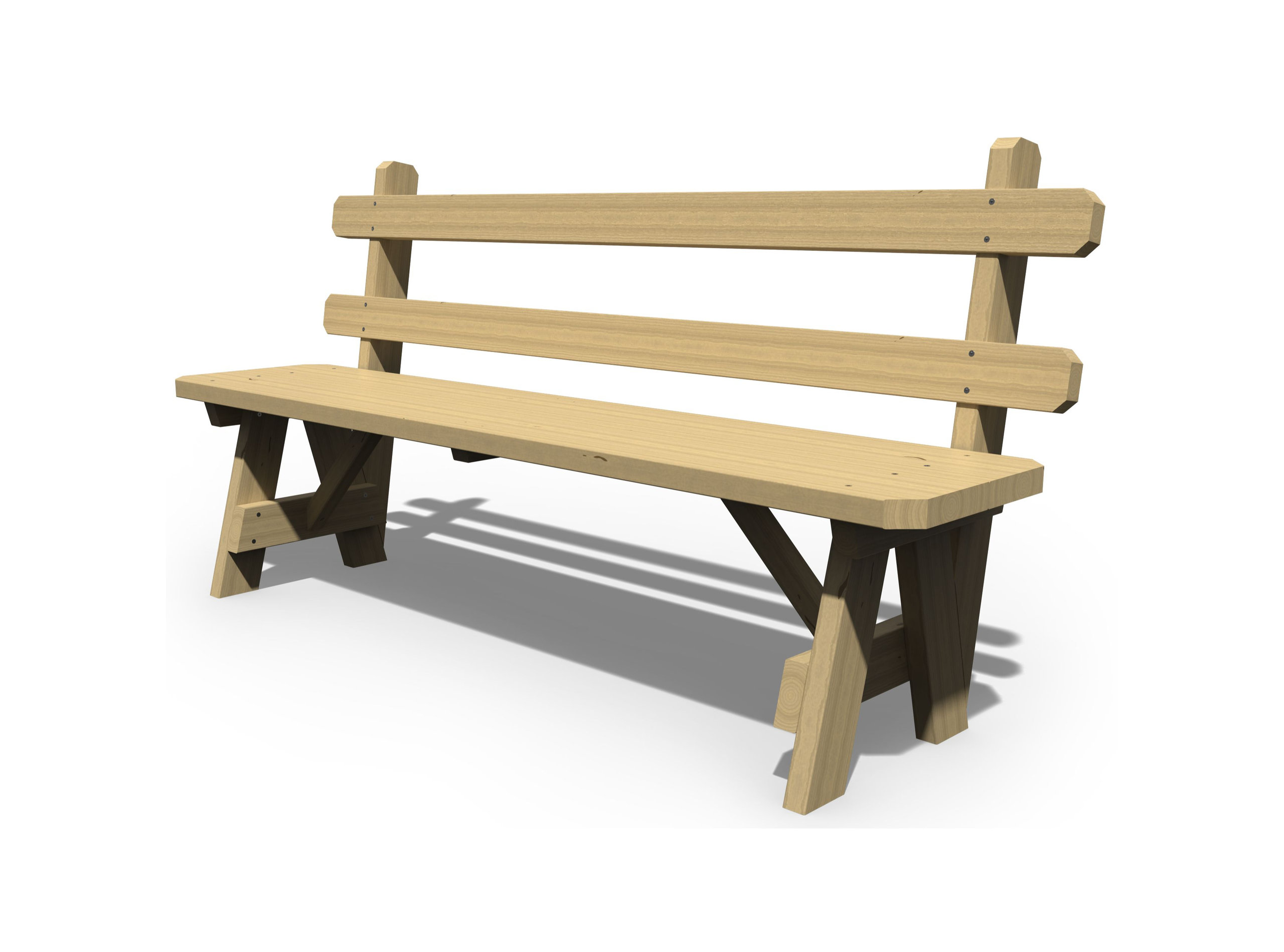 Pressure Treated Pine Outdoor Bench With Back, 66 Inch - Transitional ...