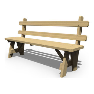 Pressure Treated Pine Outdoor Bench With Back, 66 Inch - Transitional ...