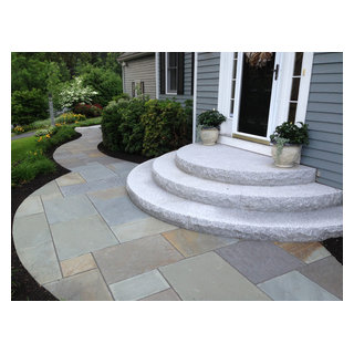 Curving Bluestone Walkway with Radius Granite Steps - Contemporary ...