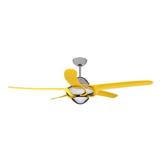Vento Uragano Indoor Chrome Ceiling Fan With 5 Yellow Blades, Chrome ...