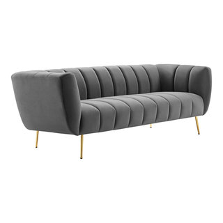 Modway Favour Channel Tufted Performance Velvet Sofa - Midcentury ...
