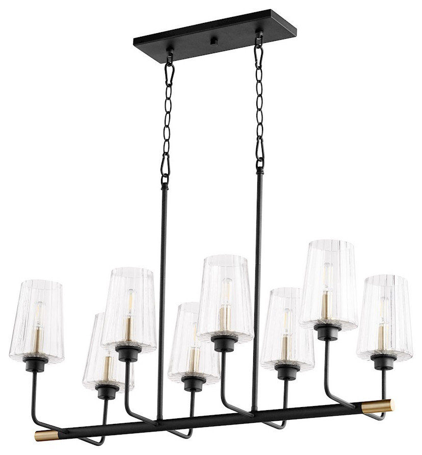 Quorum Dalia 8 Light Linear Chandelier, Noir/Aged Brass - Transitional ...